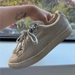 Puma | Shoes | Puma Whisper White Basket Jewels Sneakers | Poshmark